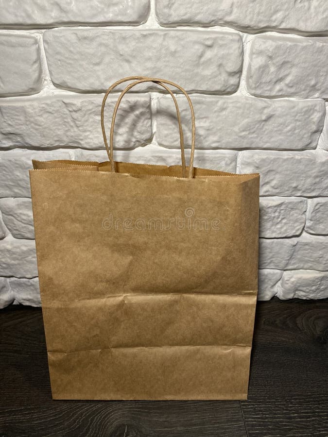 A Paper Bag with Handles, a Layout for Your Project. Side View Stock ...