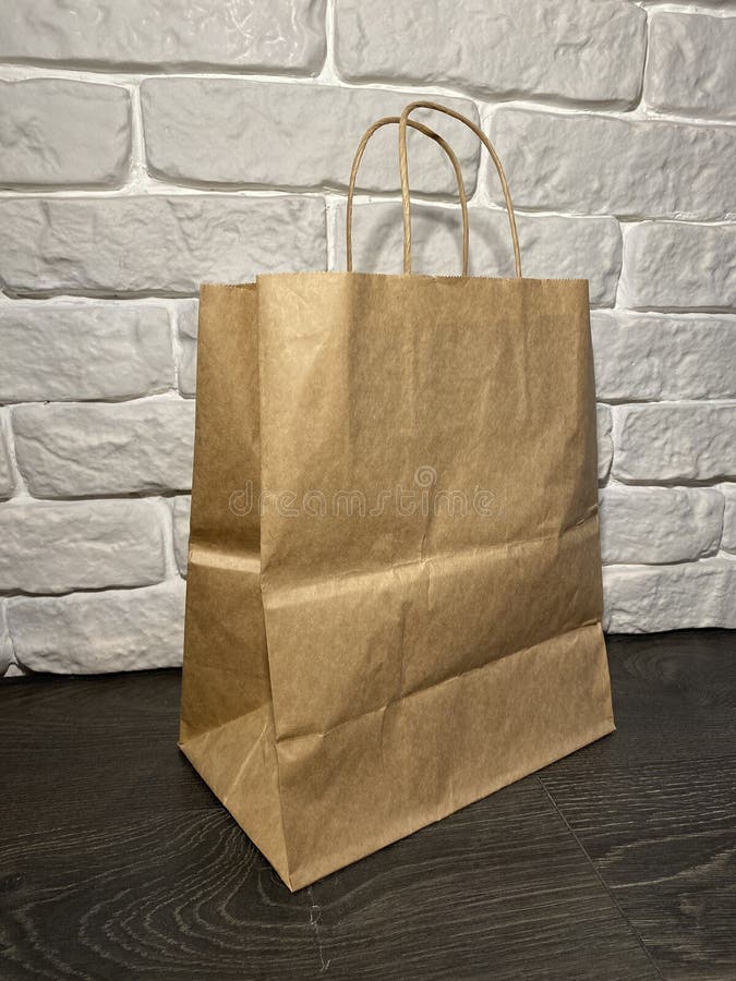 A Paper Bag with Handles, a Layout for Your Project. Side View Stock ...