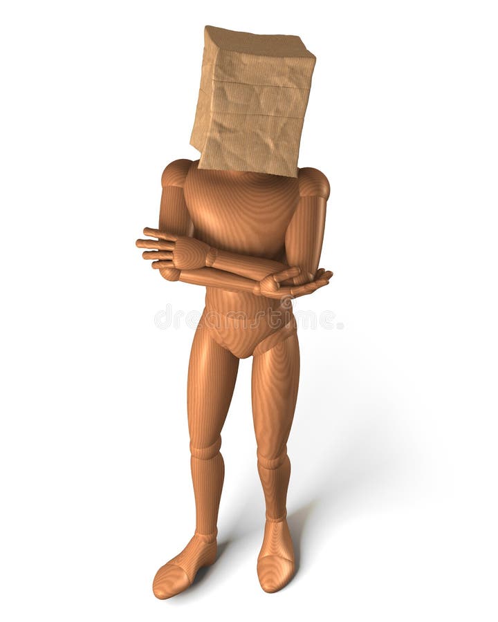 Paper bag head relaxed stock illustration. Illustration of loser - 32084957