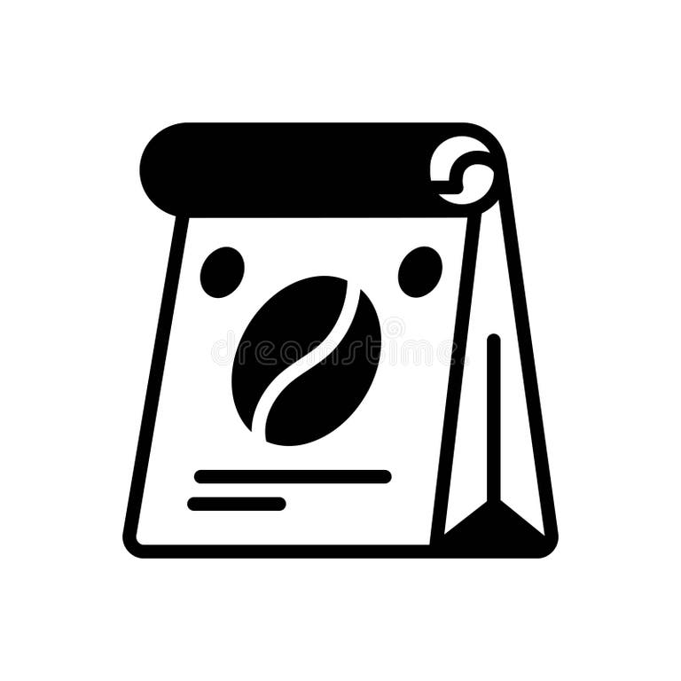 Black Solid Icon for Paper Bag, Bag and Food Stock Image - Image of ...