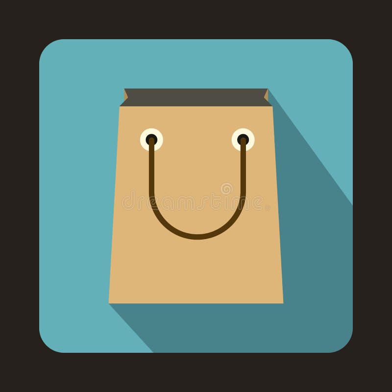 Paper bag icon, flat style stock vector. Illustration of blog - 82006526