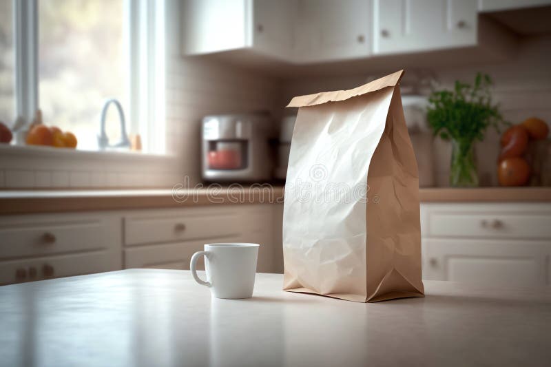 Paper Bag on Kitchen. Generative AI Stock Illustration - Illustration ...