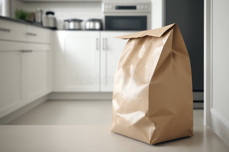 Paper Bag on Kitchen. Generative AI Stock Illustration - Illustration ...