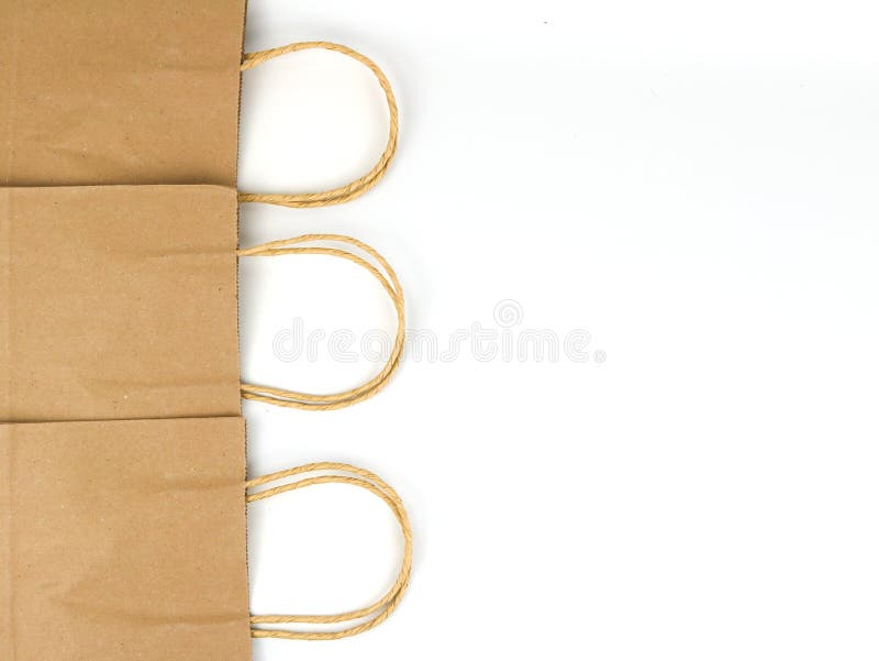 Paper Bag. Kraft Paper Shopping Bag. Brown Folded Paper Bag with Handle ...