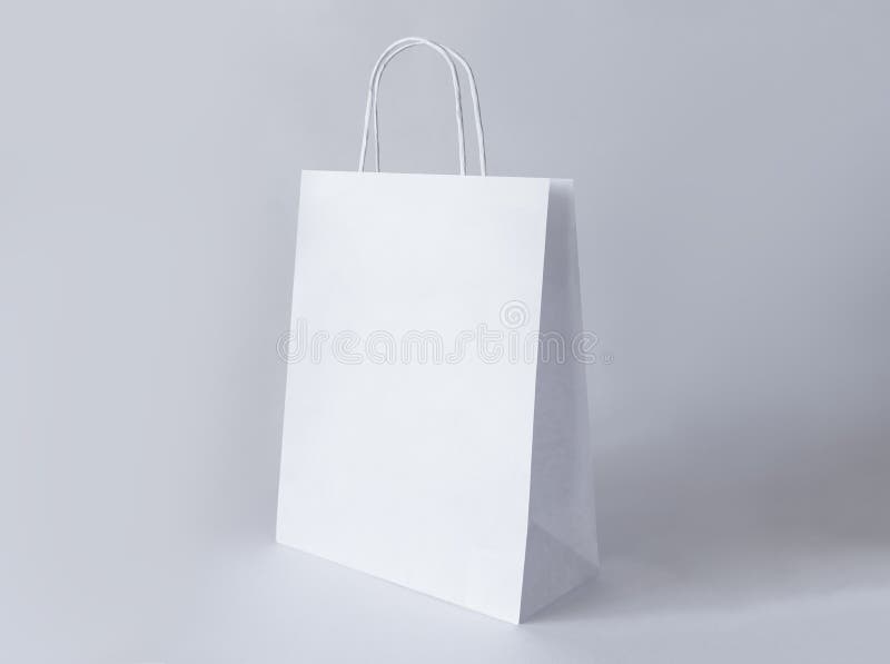 Paper Bag on Light Background. Mockup for Design Stock Photo - Image of ...
