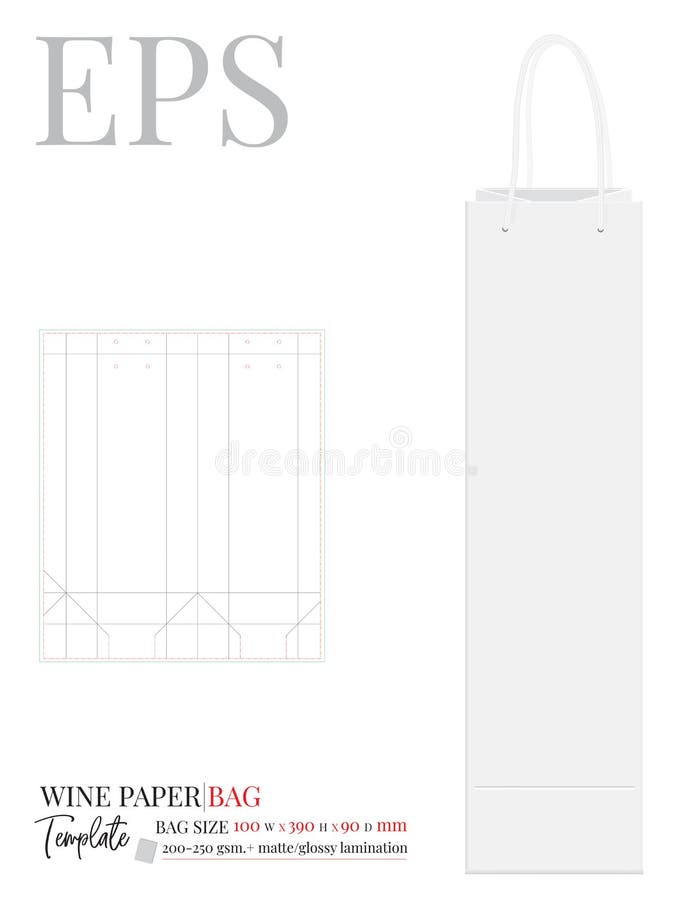 Wine Paper Box with Blueprint Template. Stock Vector - Illustration of ...