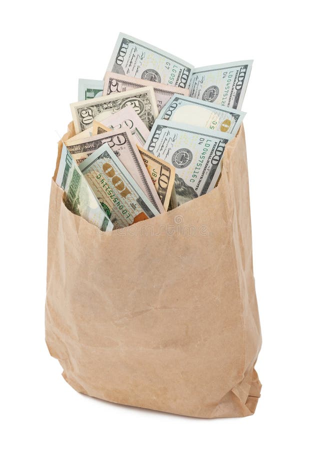 Paper bag with money stock photo. Image of cash, canada - 63238096
