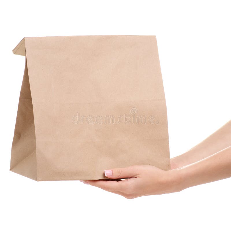 Paper bag package in hand stock photo. Image of product - 132459168