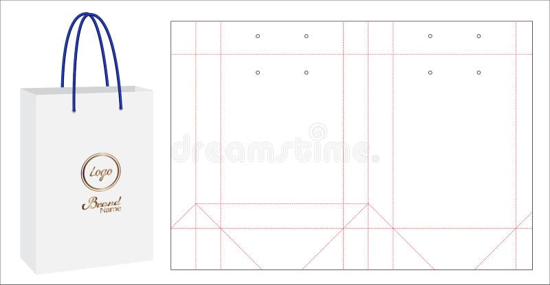 Paper Bag Packaging Die-cut and 3d Bag Mockup Stock Vector ...