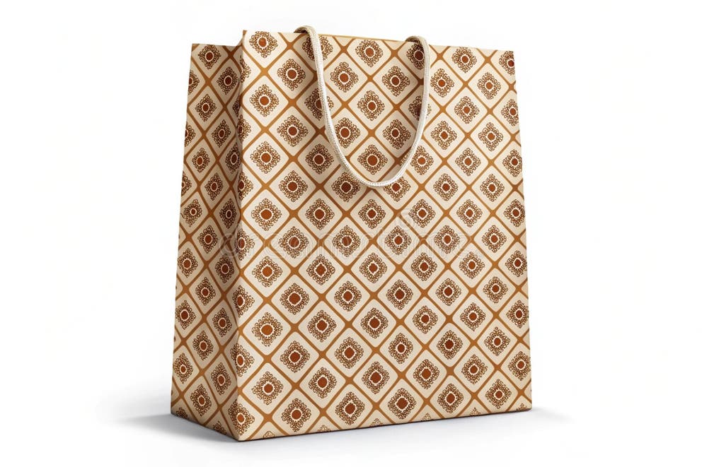 Paper Bag with Pattern Isolated on White Background Stock Illustration ...