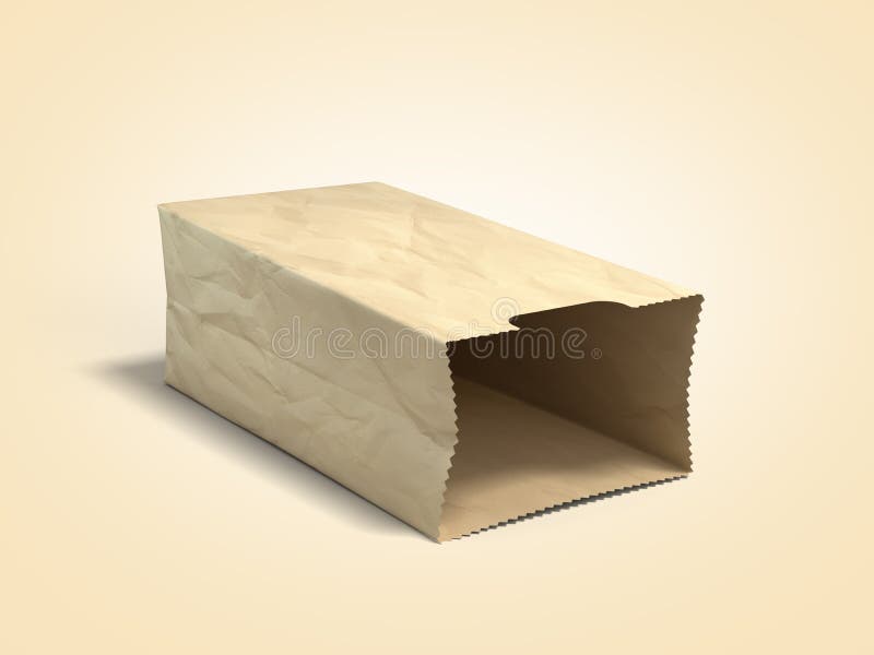 Paper Bag for Products Lies on the Floor 3d Render on Color Gradient ...