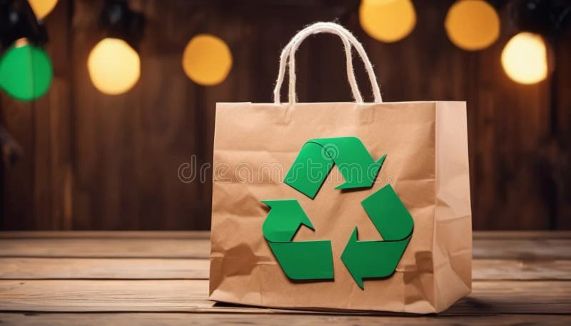 Paper Bag with Recycling Sign. Stock Illustration - Illustration of ...