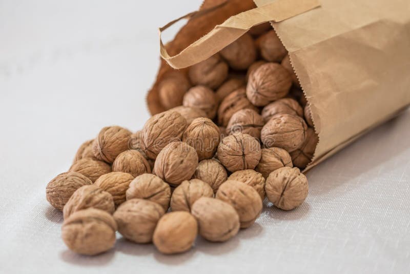 Paper Bag of Ripe and Shelled Walnuts Stock Image - Image of food ...