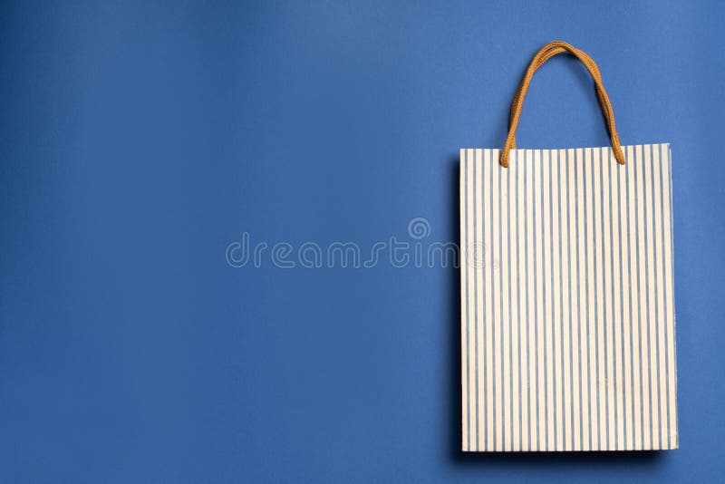 Paper Bag, Shopping Bag on Blue Background Stock Photo - Image of shop ...