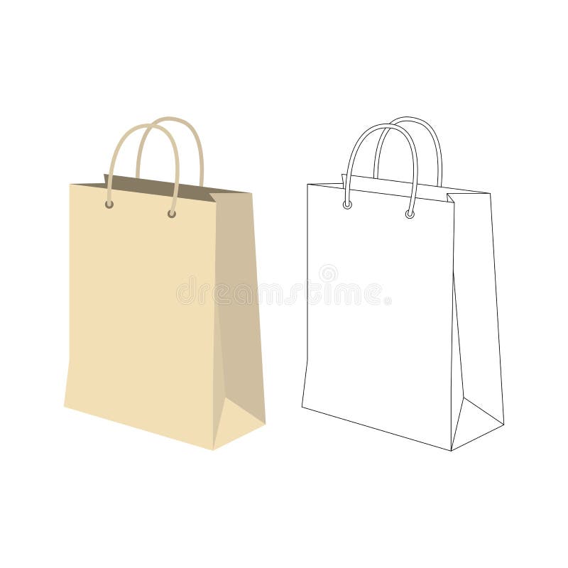Paper Bag Vector Illustration Flat Style Front Stock Vector ...