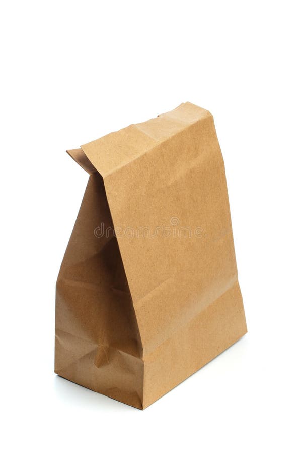 Paper Bag on White Background. Mockup for Design Stock Photo - Image of ...