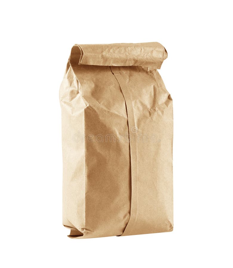 Paper Bag on White Background Stock Image - Image of background ...