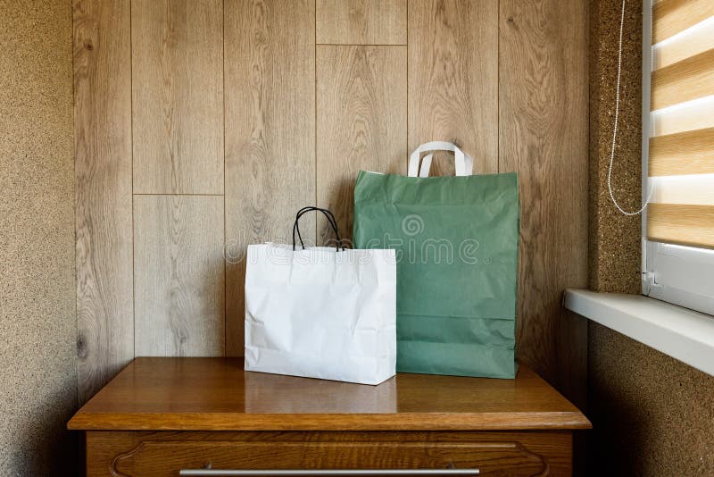Paper Bags for Clothes in Dressing Room. Stock Image - Image of bags ...