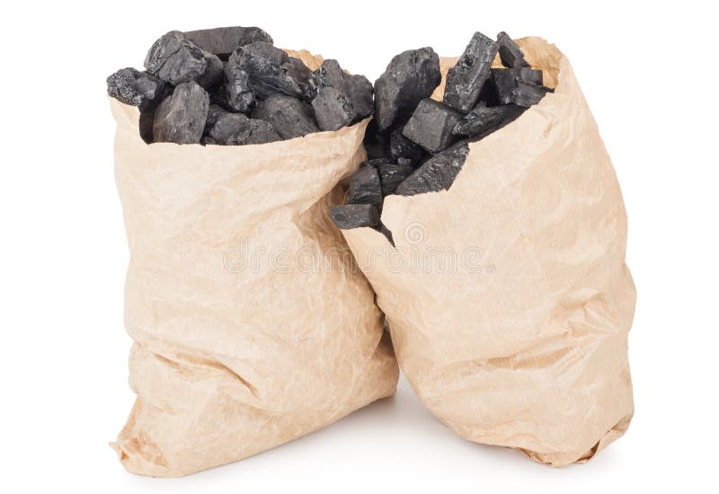 Paper bag with coal stock photo. Image of hard, isolated - 94015252