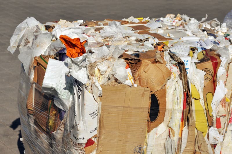 Bales of recycling paper stock photo. Image of garbage - 7629978