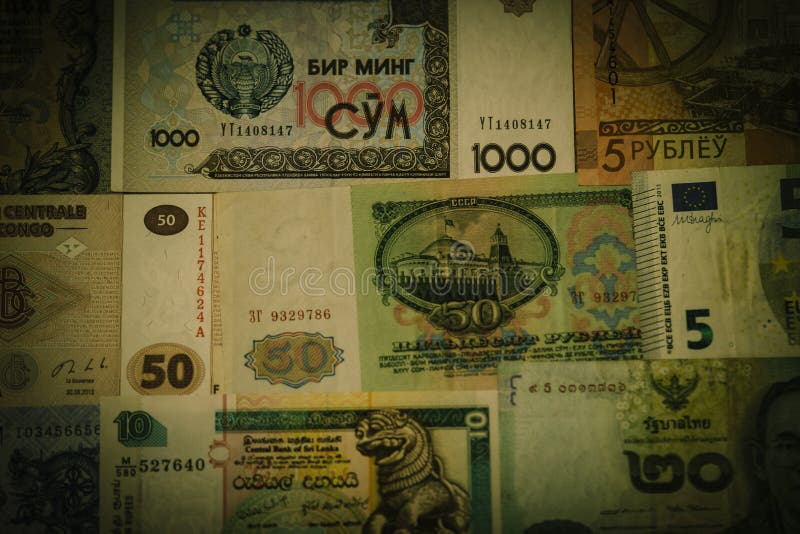 Paper Banknotes from Different Countries of the World Stock Image ...