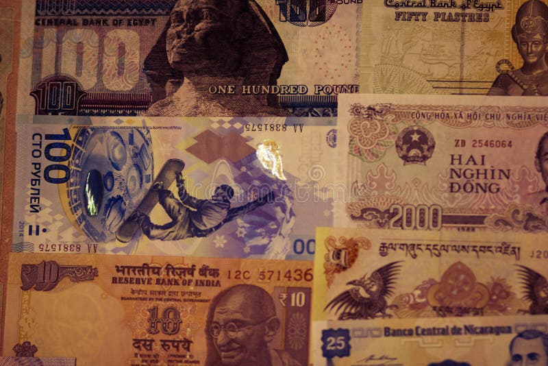 Paper Banknotes from Different Countries of the World Stock Image ...