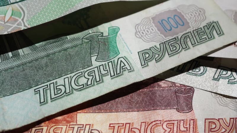 Paper Banknotes of Russian Rubles in a Stack Stock Video - Video of ...