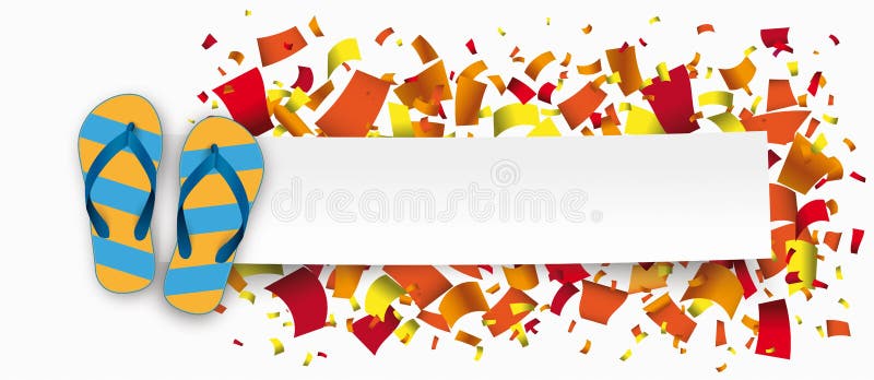Paper Banner Flip-Flops Confetti Stock Vector - Illustration of banner ...