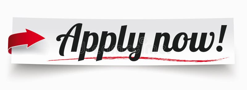 Paper Banner Red Arrow Apply Now Stock Vector - Illustration of clip ...