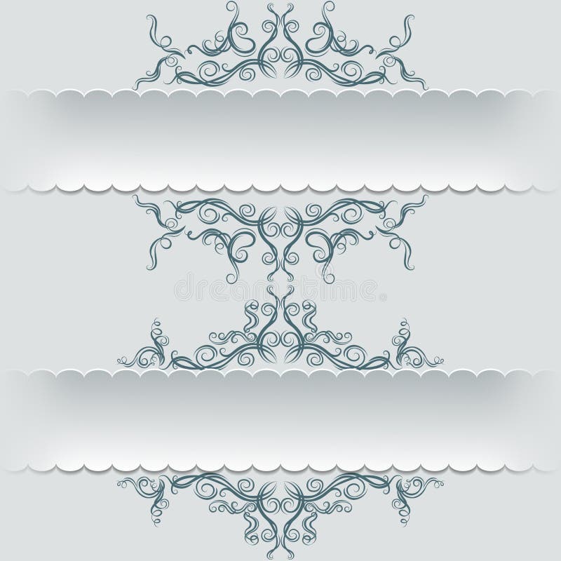 Paper Banners with Graphic Sketch Ornaments Stock Vector - Illustration ...