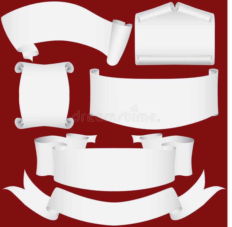 Paper Banners, Scrolls and Diploma Set Stock Vector - Illustration of ...