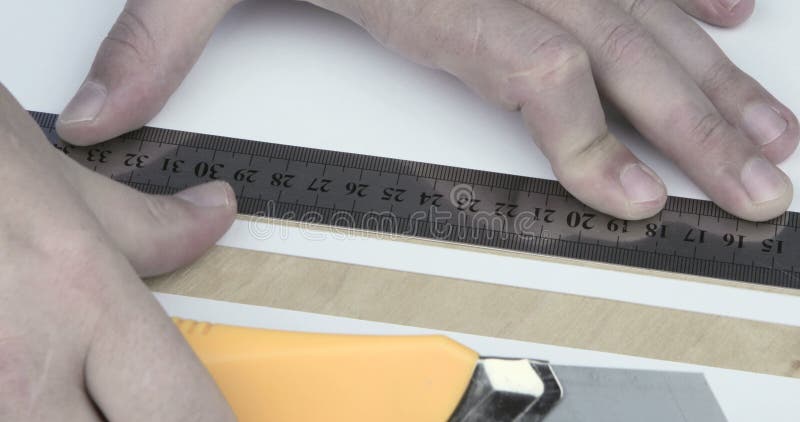 Paper Being Cut with Razor Blade and Ruler Close Up. Stock Video ...