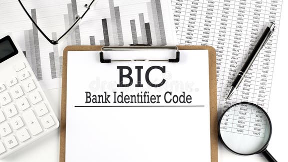 Paper with BIC Bank Identifier Code Table on Charts, Business Concept ...