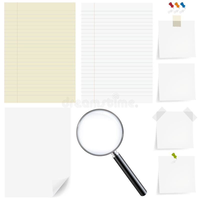 Paper Big Set with Magnifying Stock Vector - Illustration of lens ...
