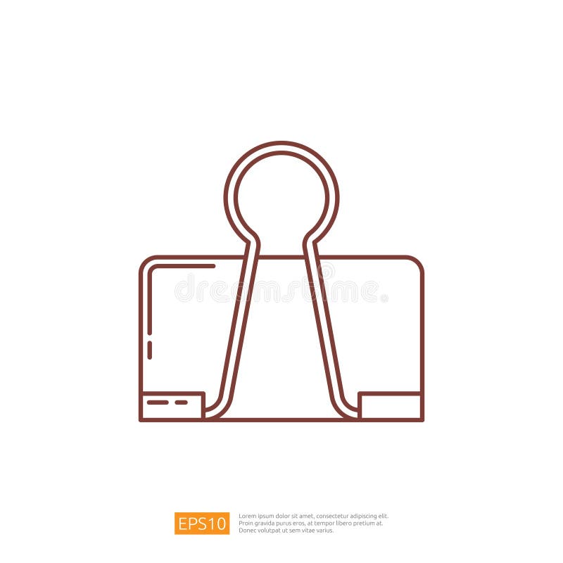 Paper Binder Clip Stationery Line Icon Stock Vector - Illustration of ...