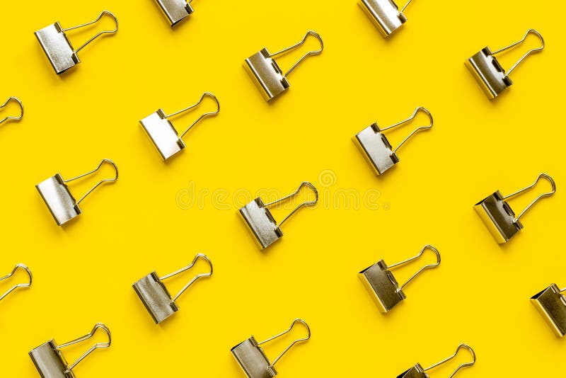Paper Binder Clips Pattern, Copy Space. Office Supplies Background ...