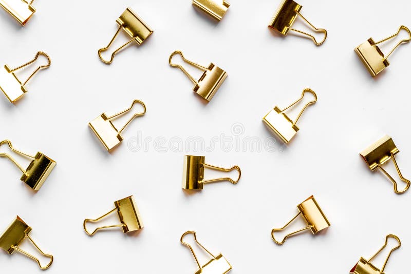 Paper Binder Clips Pattern, Copy Space. Office Supplies Background ...