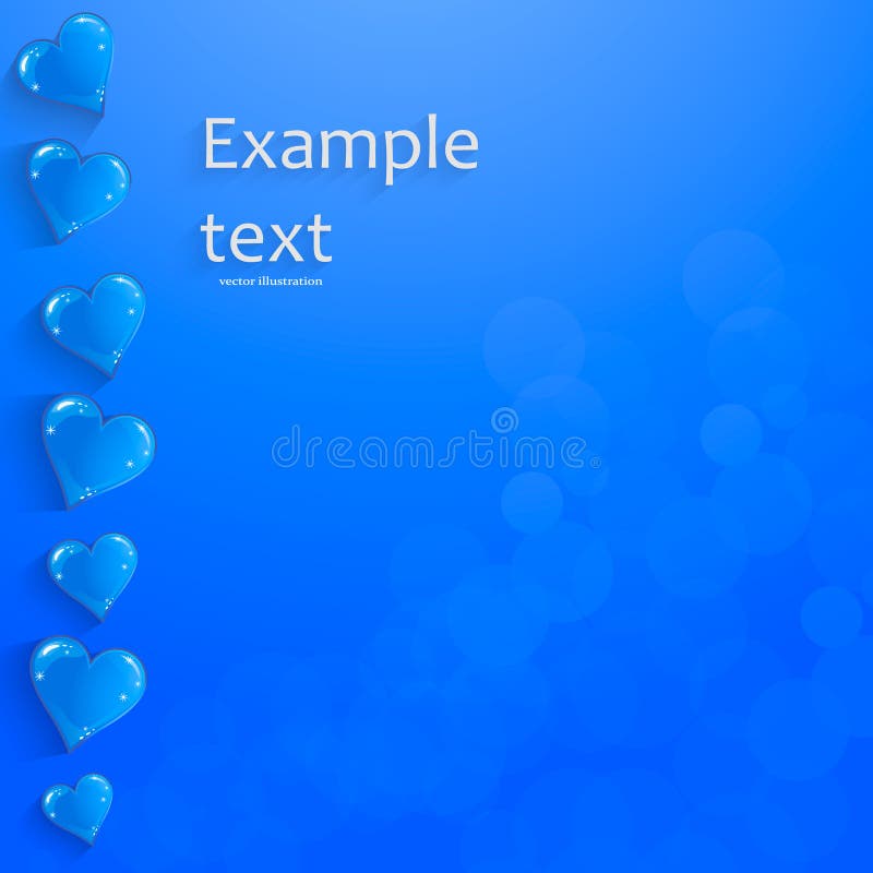 Paper Blue Heart Banner with Drop Shadows on Blue Background. Vector ...