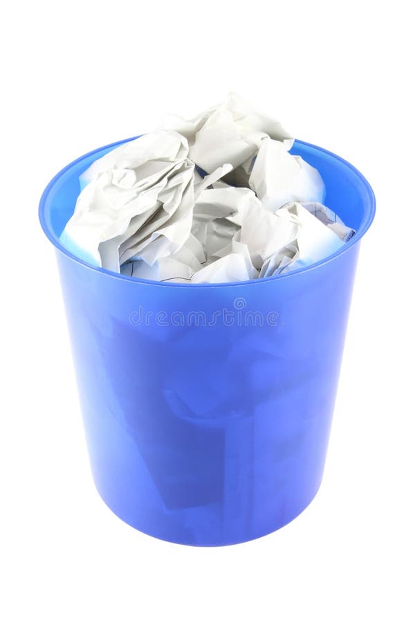 Paper in Blue Plastic Trash Stock Image - Image of office, reuse: 21768853
