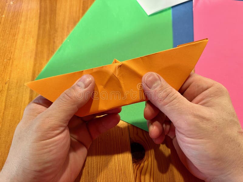 Paper Boat, Arigami Boat Made by Hand from Colored Paper Stock ...
