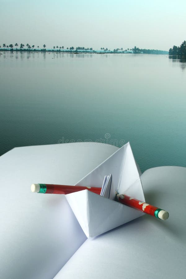 Paper boat on a book stock photo. Image of abstract, furrow - 15533698