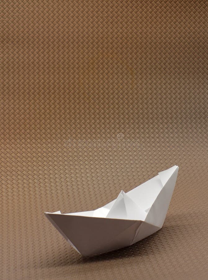 Paper Boat in Brown Background. Origami Concept Stock Photo - Image of ...