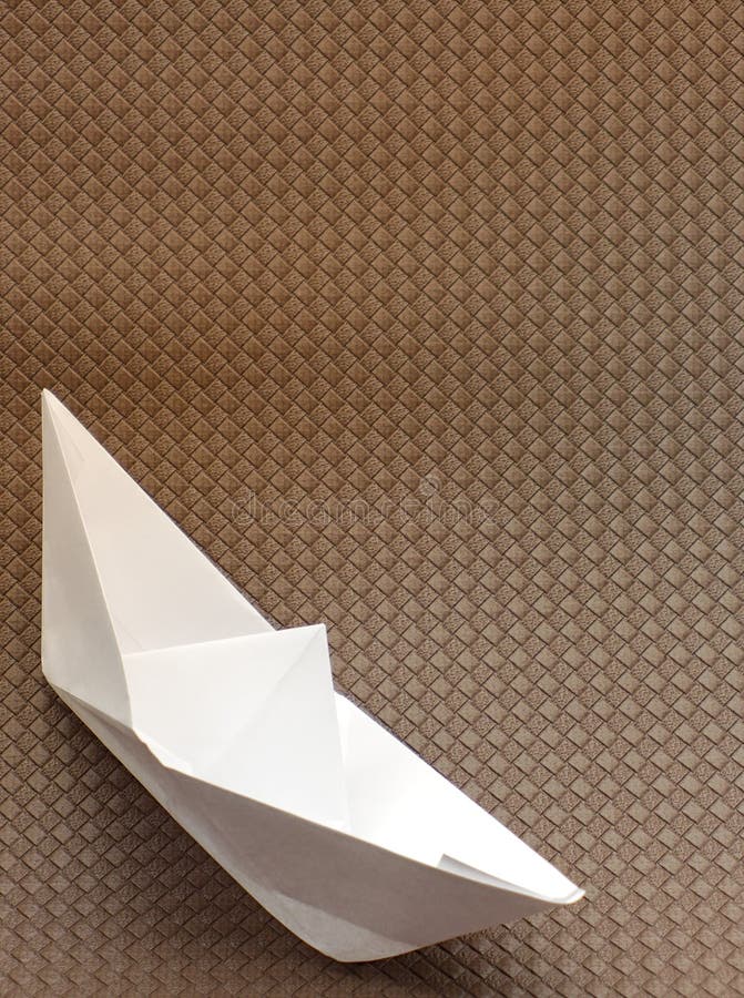 Paper Boat in Brown Background. Origami Concept Stock Photo - Image of ...