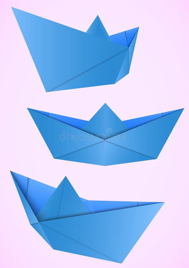 Paper boat 3D style. stock vector. Illustration of navy - 135336319