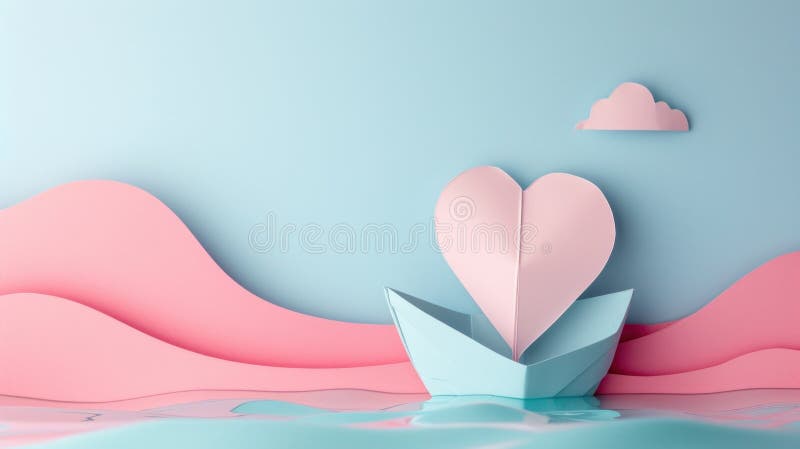 Paper Boat with Heart Shape Stock Image - Image of journey, idea: 304062779