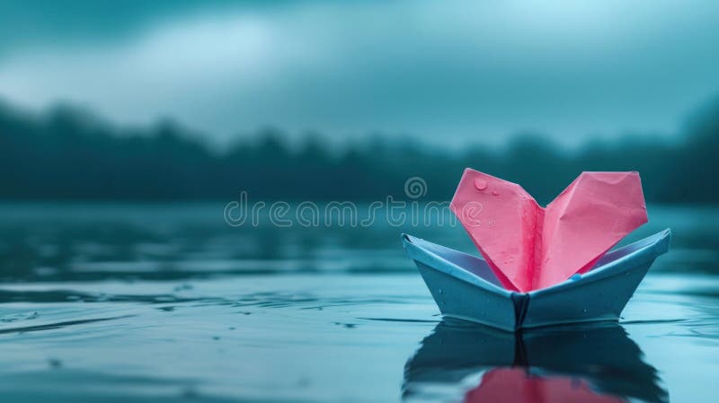 Paper Boat with Heart Shape Stock Image - Image of boat, ship: 304109699
