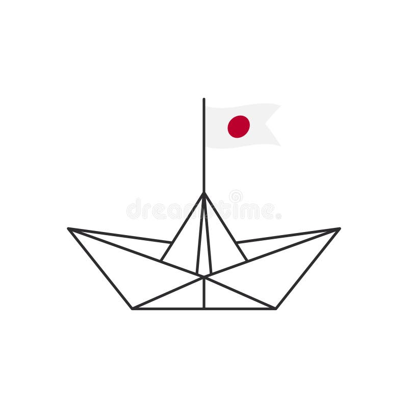 Paper Boat Icon. a Boat with the Flag of Japan Stock Vector ...