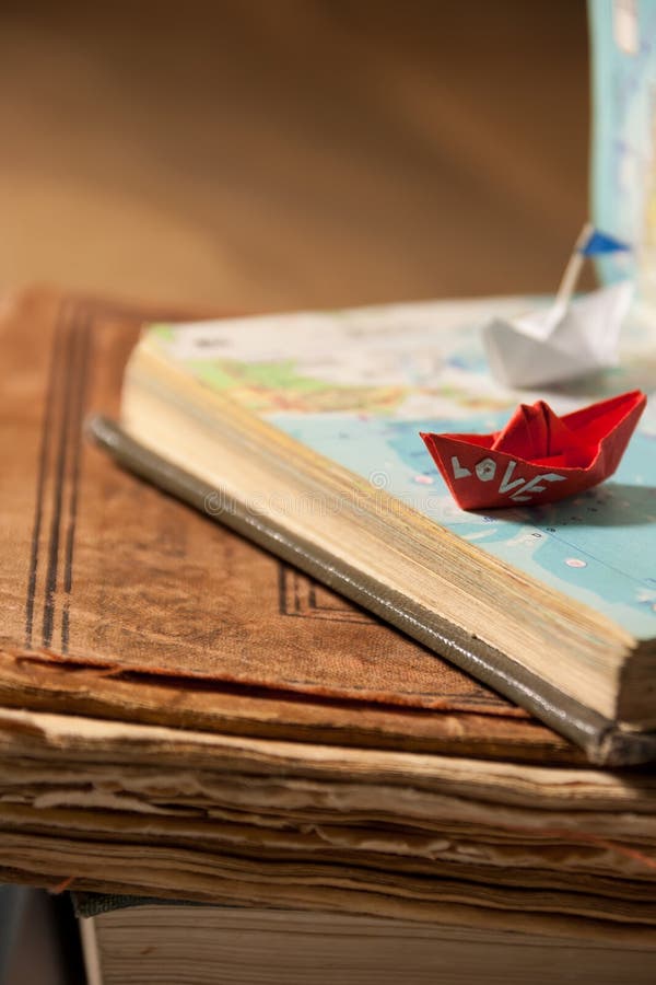 Paper boat and love. stock image. Image of paper, geographic - 29161383