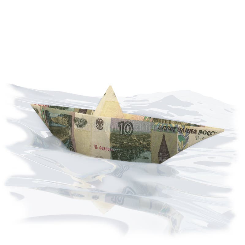 Paper boat with one Dollar stock photo. Image of ocean - 46908910