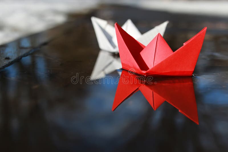 Paper boat in a pool stock photo. Image of beautiful - 79105840
